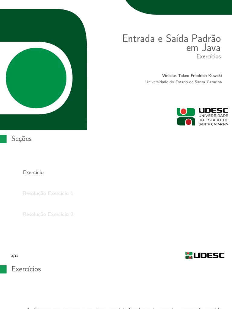 POO - Aula Prática 1 - Entrada e Saída Padrão em Java - Exercício 1 ...