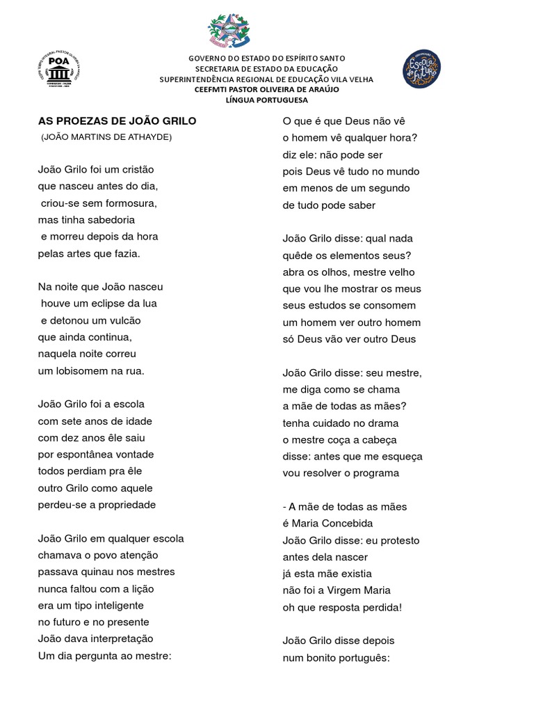 As Proezas de João Grilo | PDF