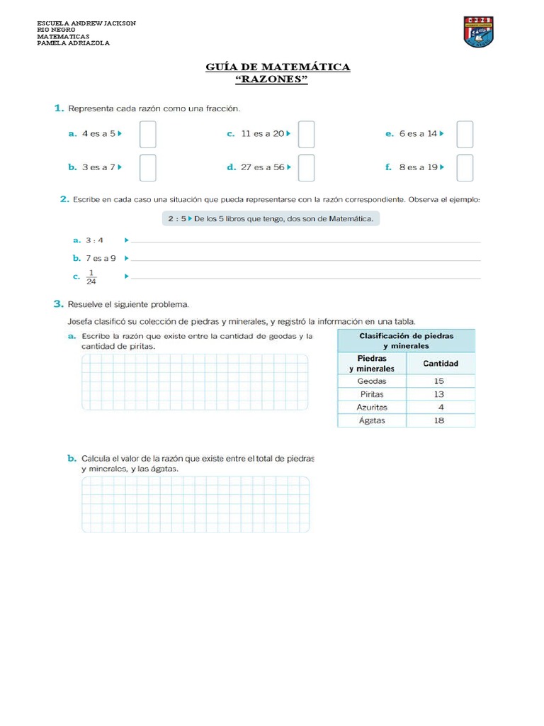 6°básico Guía N°14 Matemática Razones | PDF