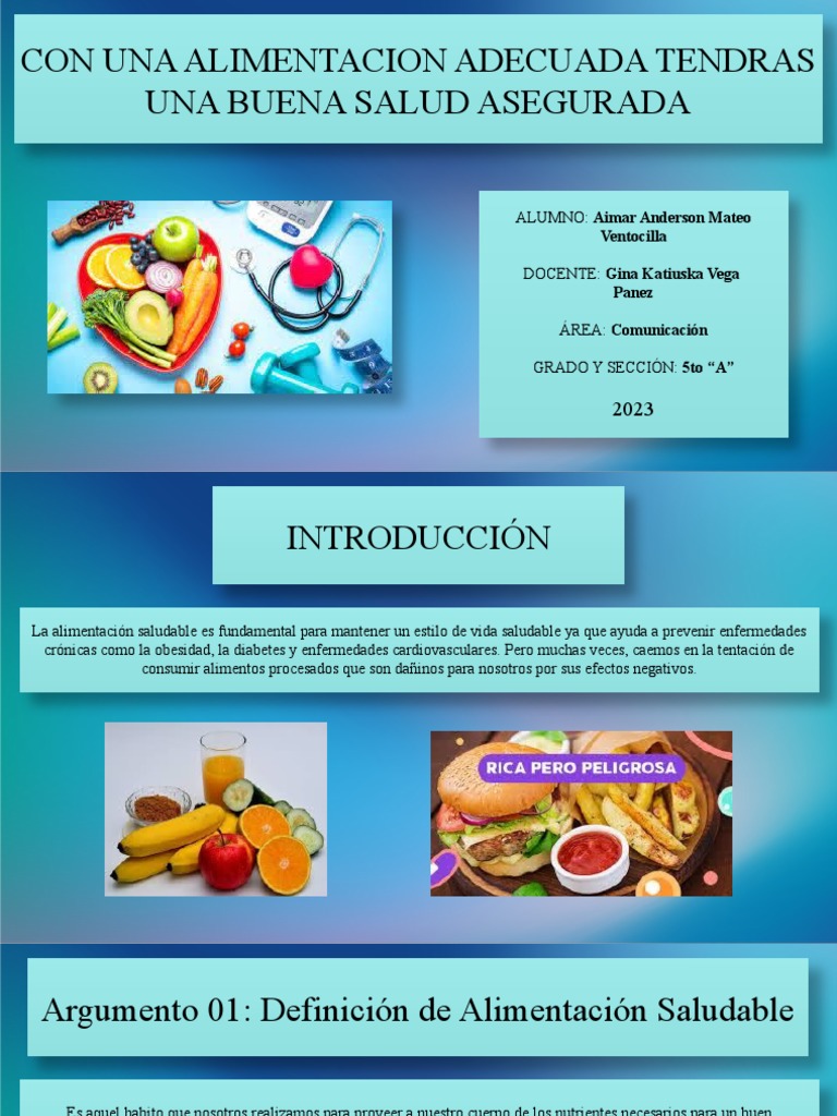 Definición y Beneficios de Alimentación Saludable | PDF