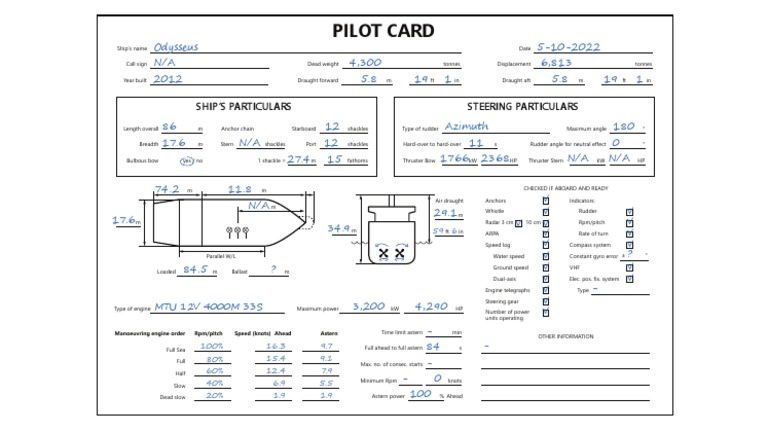 Pilot Card Odysseus | PDF | Rudder | Anchor