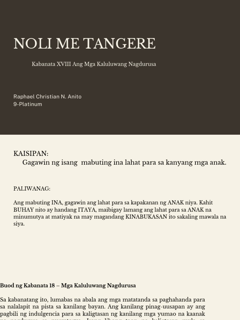 Noli Me Tangere-Kabanata 18 Ni Anito, Raphael Christian | PDF