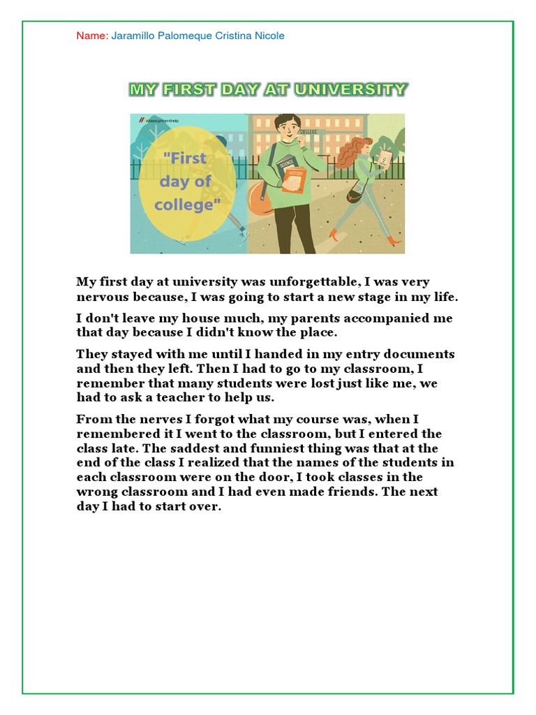 My First Day at University | PDF