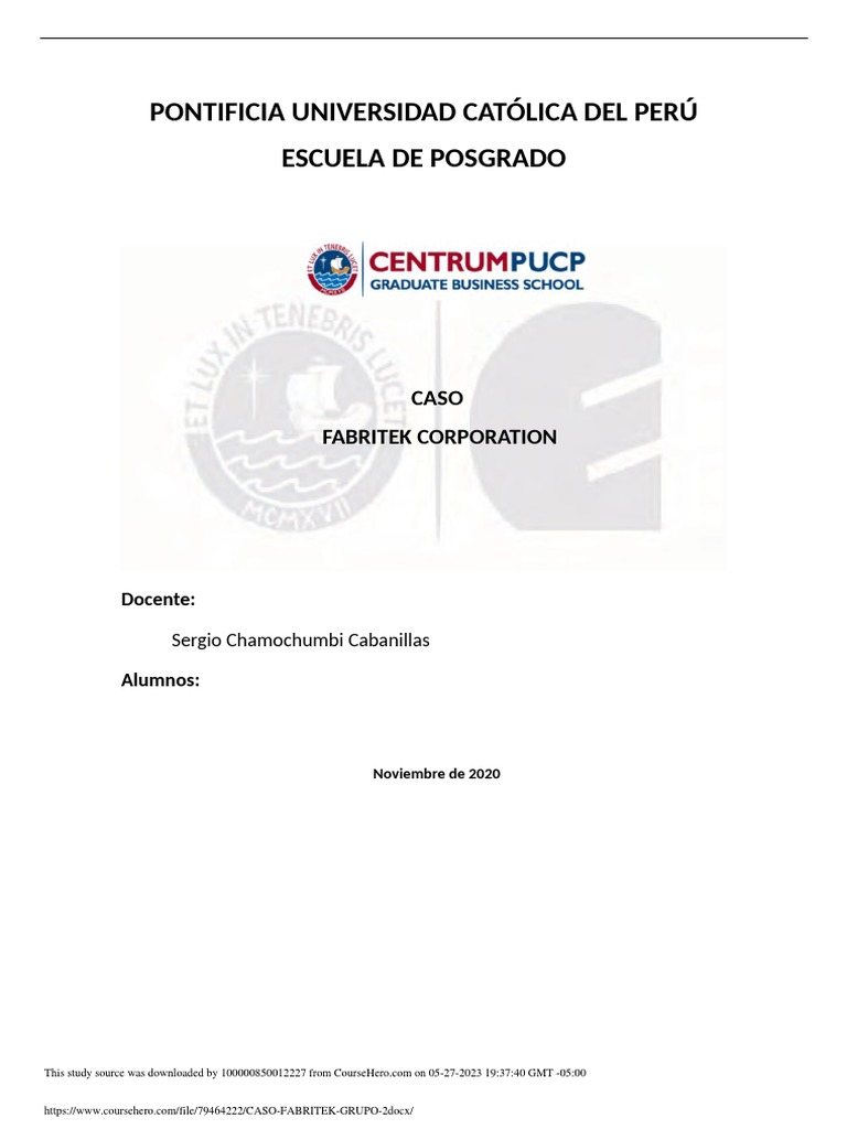 Caso Fabritek Grupo 2 | PDF | Calidad (comercial) | Gestión de la calidad