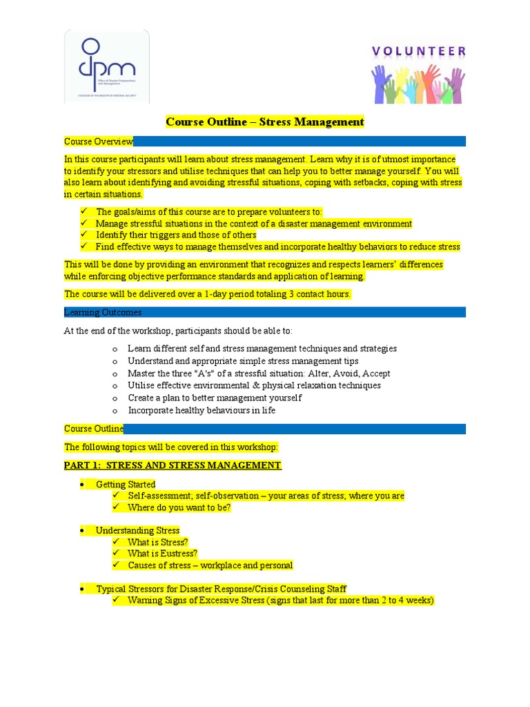 Stress Management Course Outline | PDF | Stress Management | Stress ...