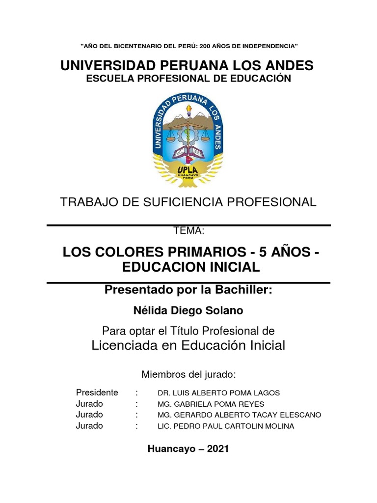 Trabajo de Suficiencia Profesional - Sesion de Aprendizaje - Los ...