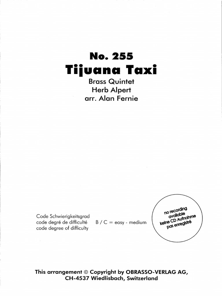 Score 17245 Tijuana Taxi | PDF