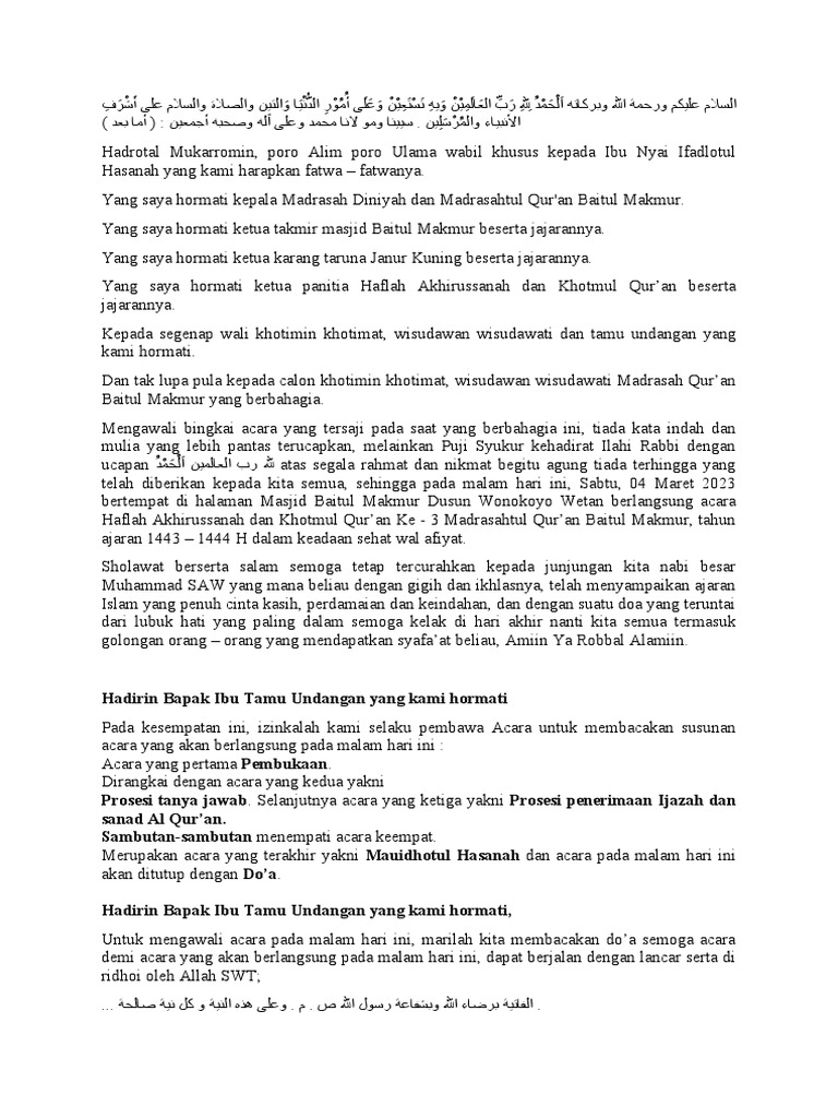 Teks MC Haflah | PDF