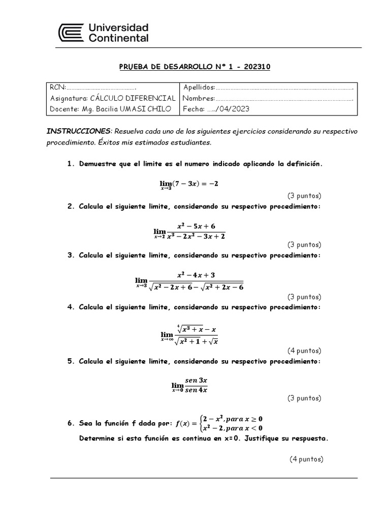 Prueba de Desarrollo #1 - CD | PDF