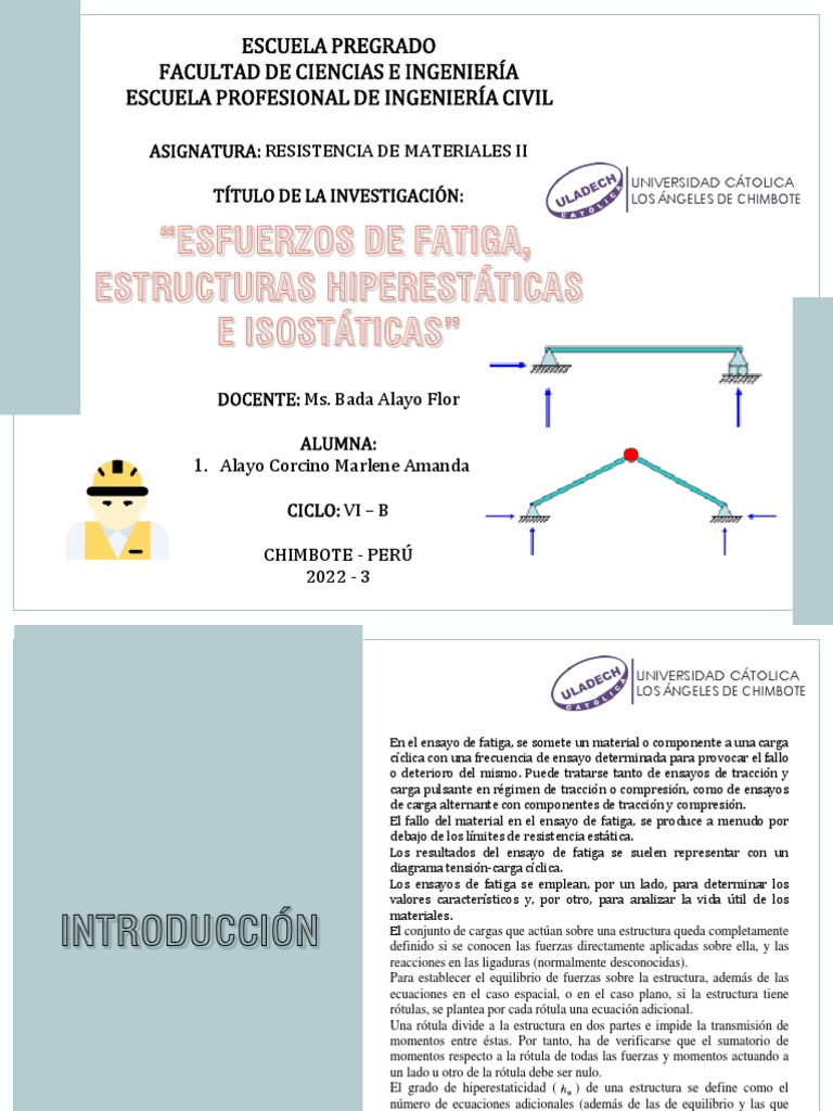 PPT_ESFUERZO DE FATIGA_ESTRUCTURAS HIPERESTÁTICA E ISOSTÁTICA | PDF | Fatiga (material ...