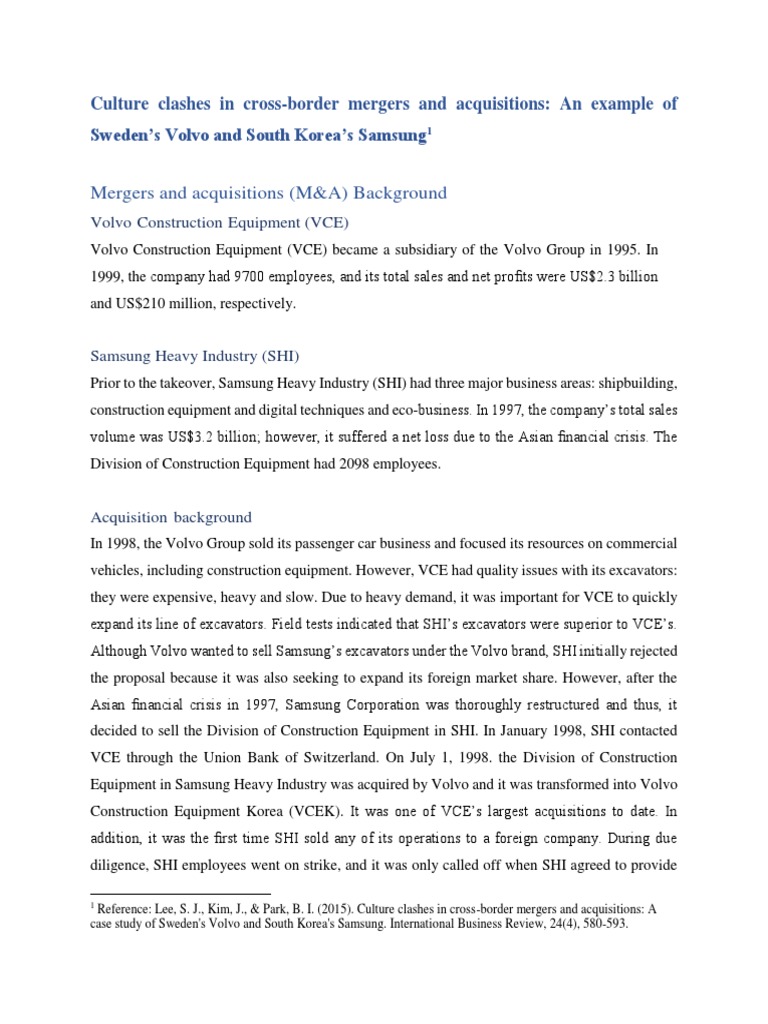 01 - Case - Study - Culture Clashes in Cross-Border Mergers and ...