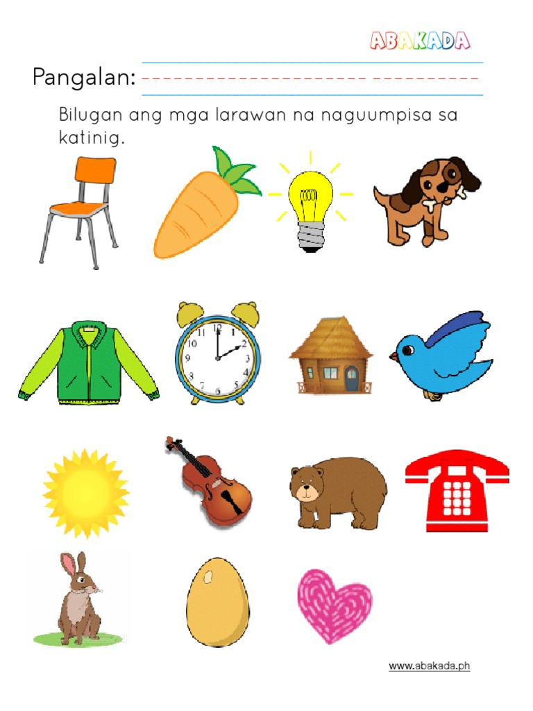 Bilugan Ang Mga Salitang Naguumpisa Sa Katinig | PDF