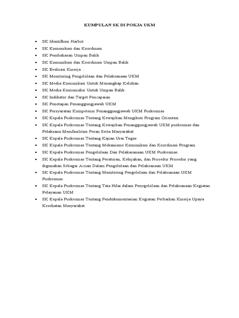 Kumpulan SK Sop Kak Di Pokja Ukm | PDF