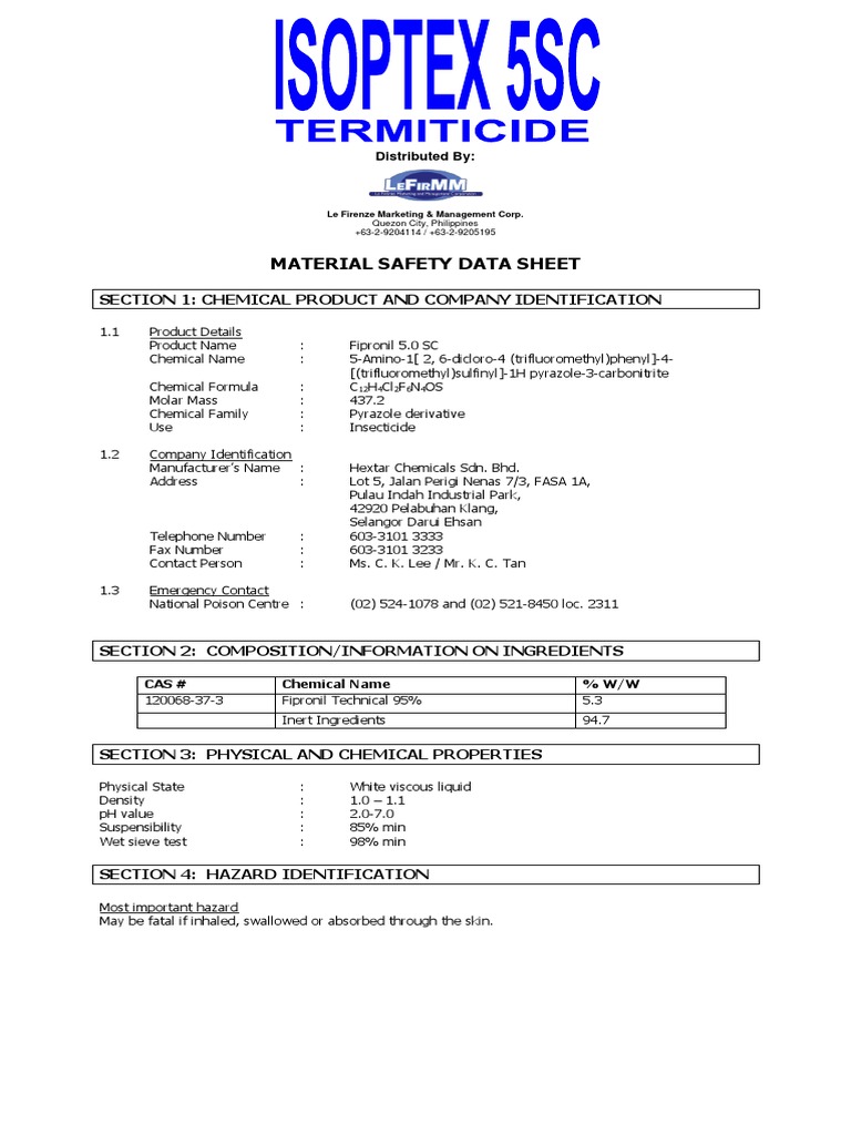MSDS Isoptex | PDF | Waste Management | Water