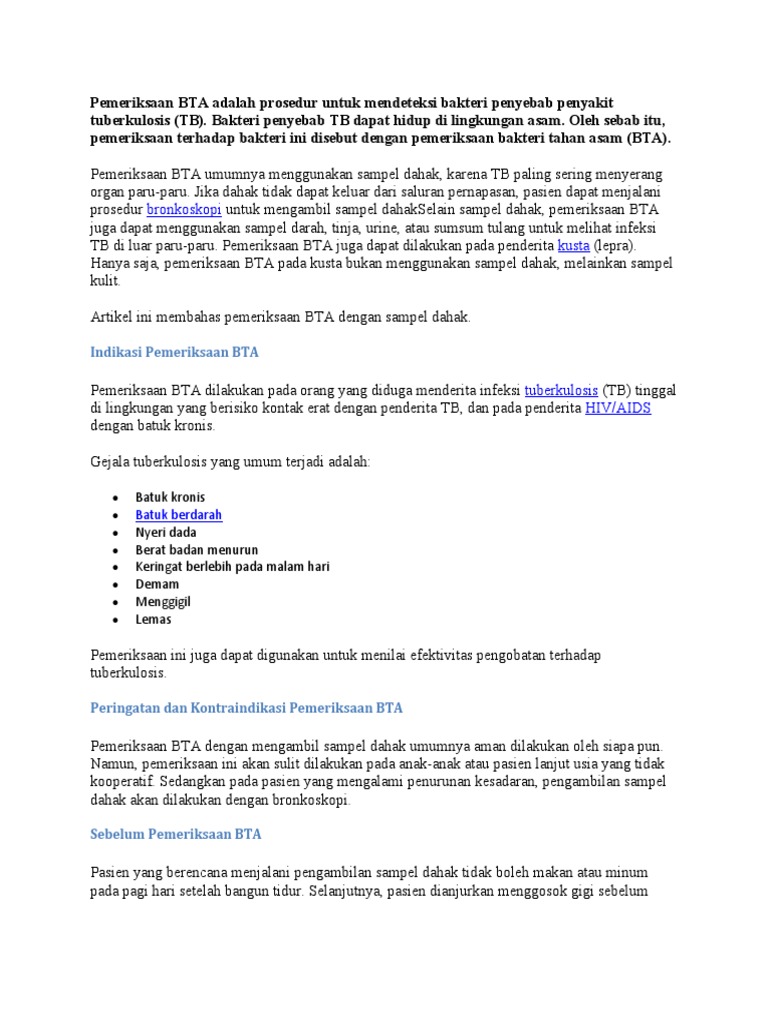 Pemeriksaaan Bta TBC | PDF