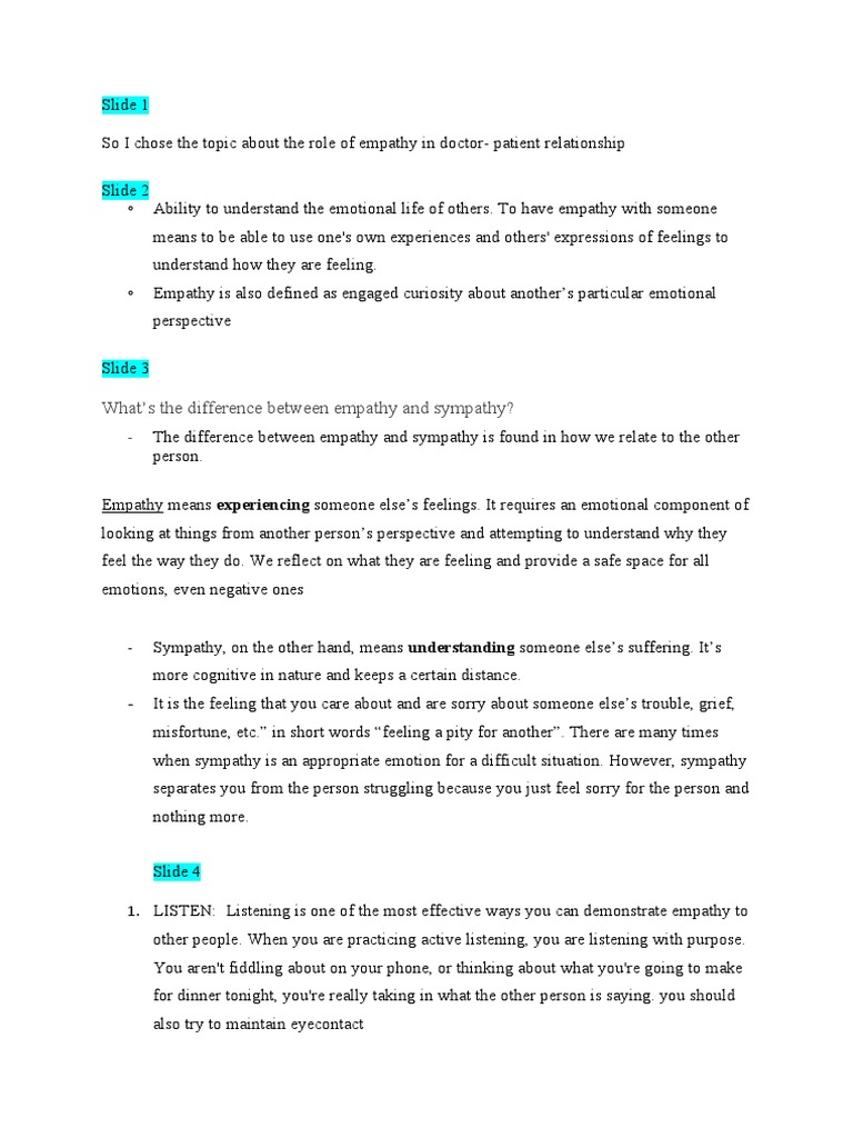 Empathy Script | PDF | Empathy | Sympathy