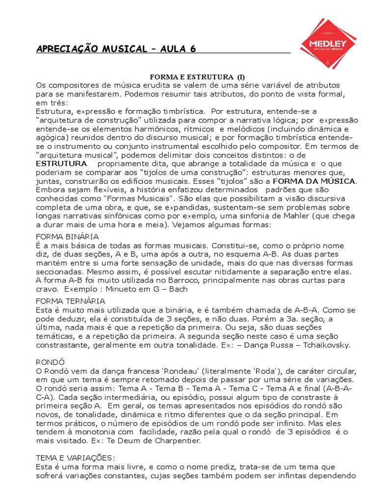 Estruturas e Formas Musicais Eruditas | PDF | Sinfonia | Variação (música)