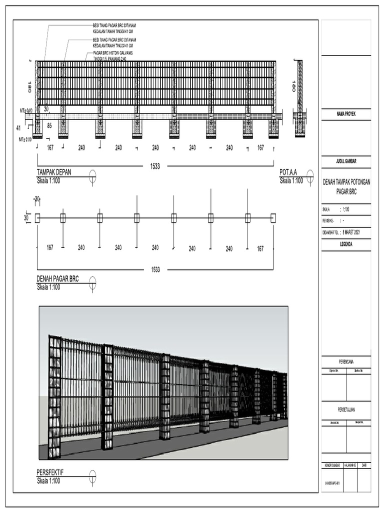 Detail Drawing Pagar BRC | PDF