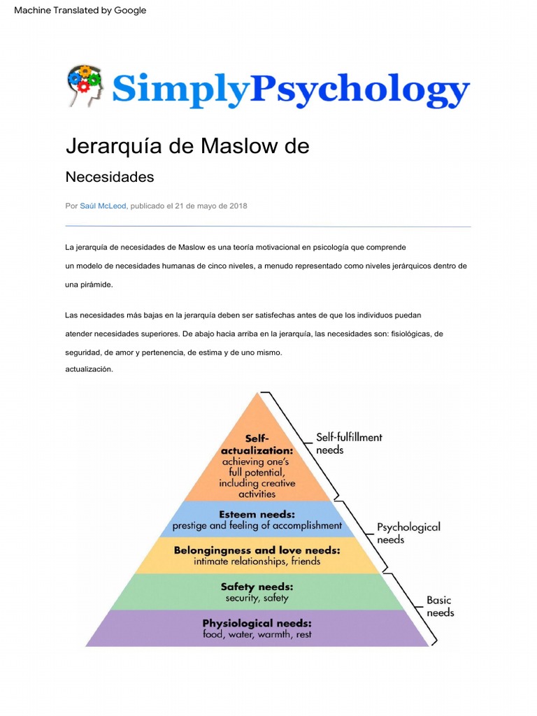 Maslow: Jerarquía de Necesidades | PDF | Motivación | Motivacional