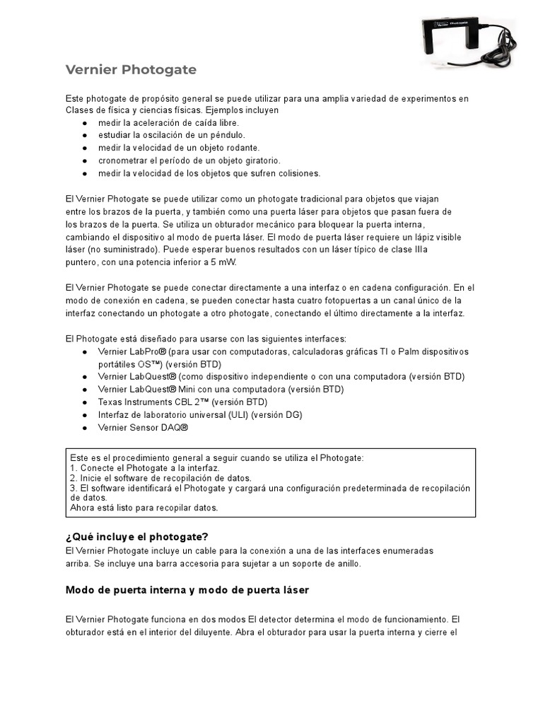 Vernier Photogate | PDF