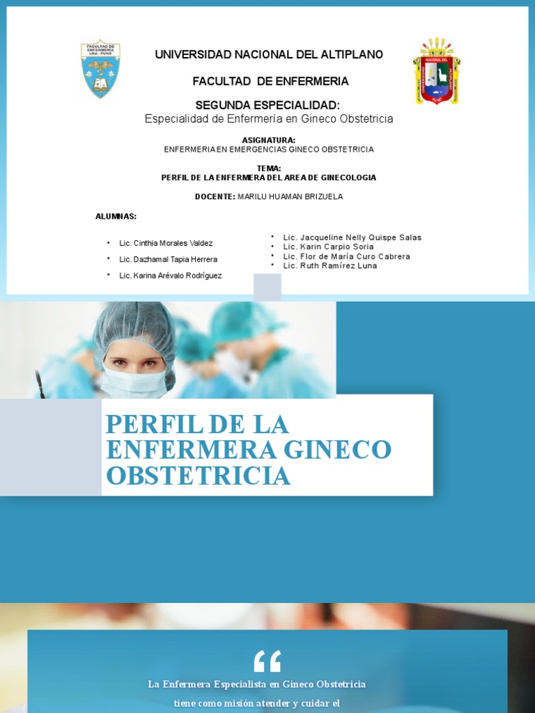 PERFIL DE LA ENFERMERA GINECO OBSTETRICIA | PDF | Enfermería | Parto