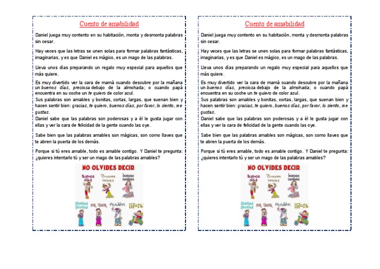 Cuento de amabilidad para niños | PDF
