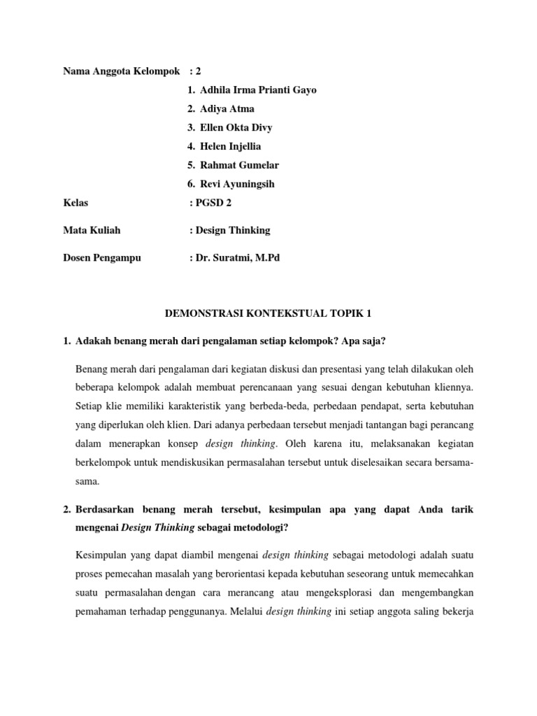 Design Thinking untuk Pembelajaran Efektif | PDF