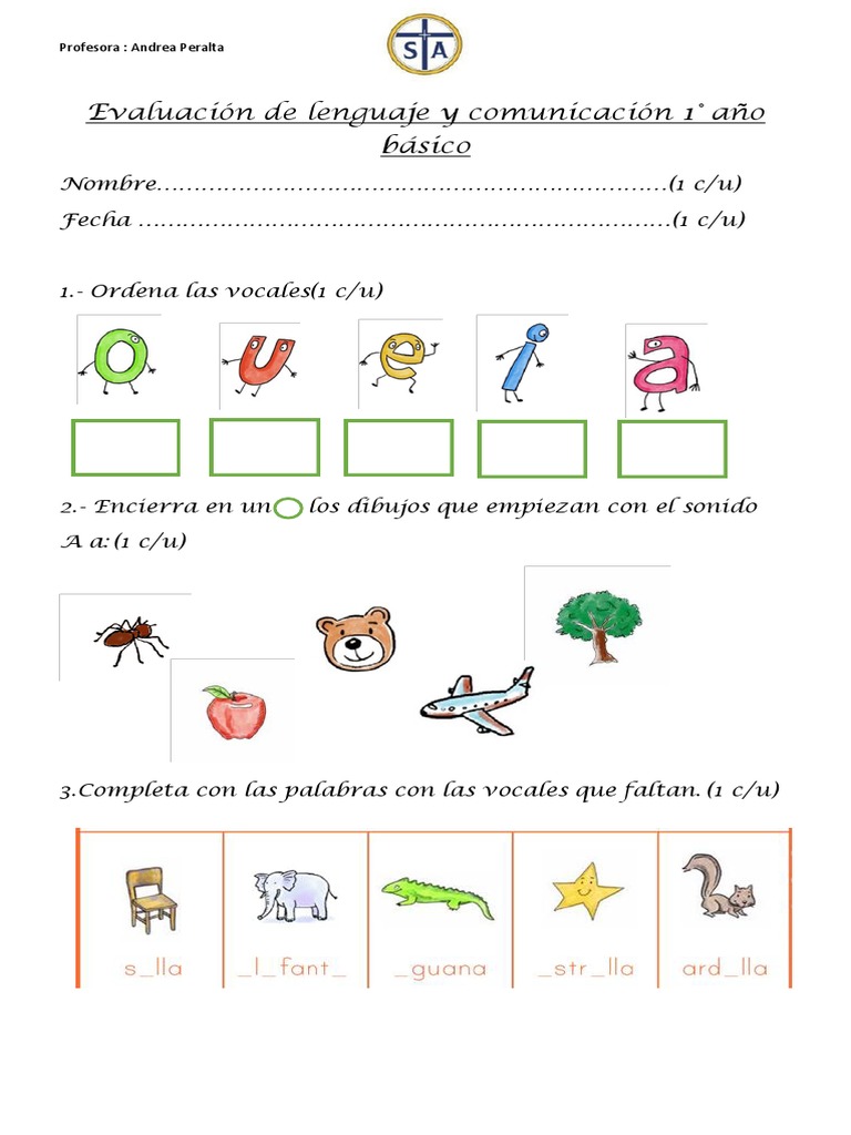 Evaluación de Lenguaje y Comunicación 1 | PDF