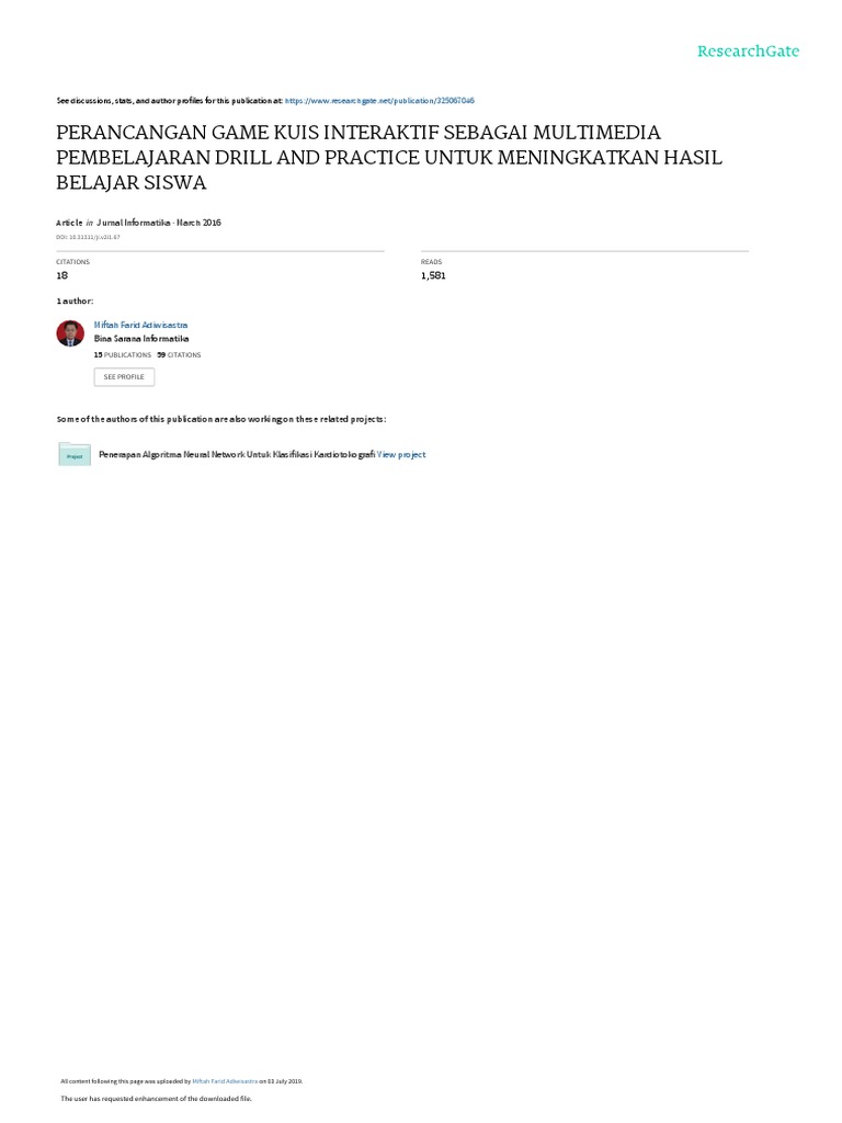 Perancangan Game Kuis Interaktif Sebagai Multimedi | PDF | Cognitive ...
