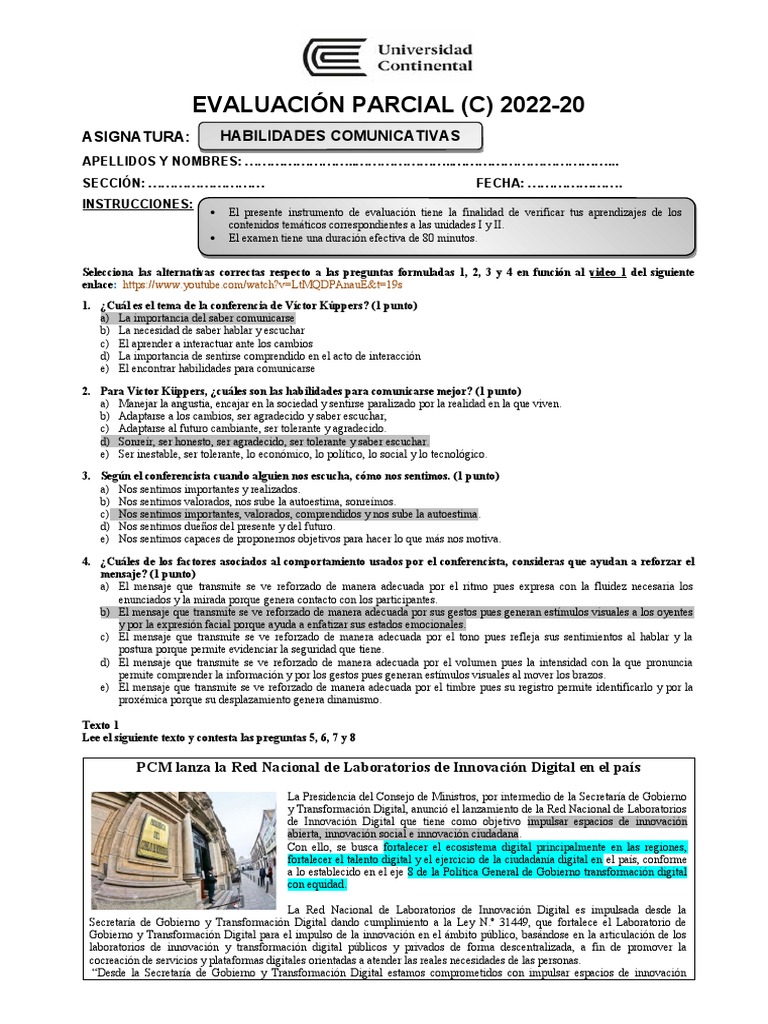 Modelo de Examen Parcial HC | PDF | Liderazgo | Planificación