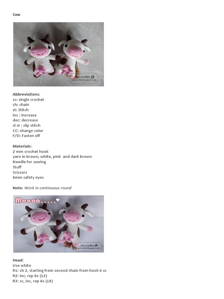 Cow | PDF | Figured Fabrics | Sewing