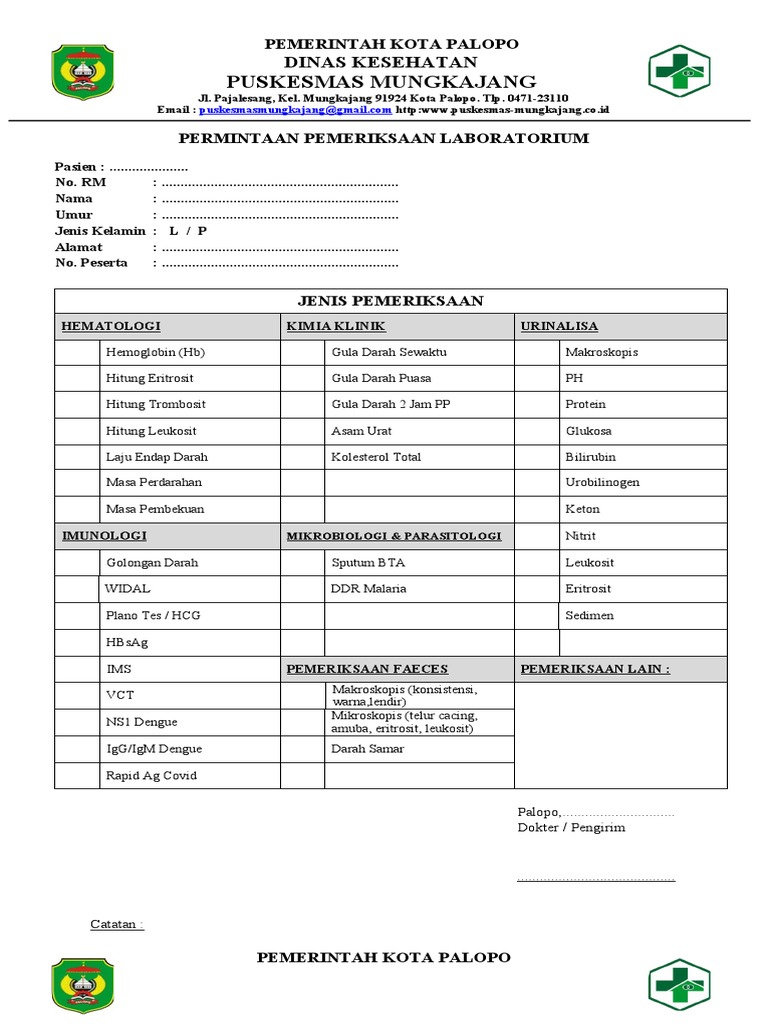 Form. Permintaan Pem - Lab | PDF