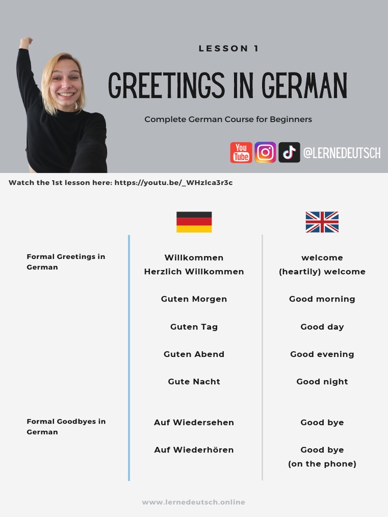 Lesson 1 - Greetings in German | PDF