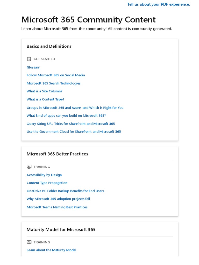 Microsoft 365 Community Guide | PDF | Share Point | Cloud Computing