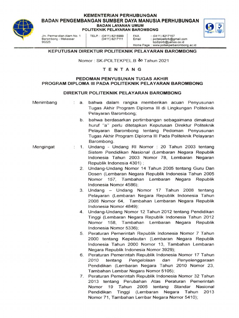 Pedoman Penyusunan Tugas Akhir | PDF