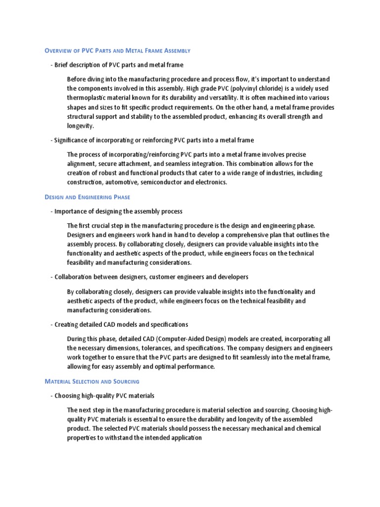 Manufacturing Process Flow Procedures | PDF | Machining | Packaging And ...