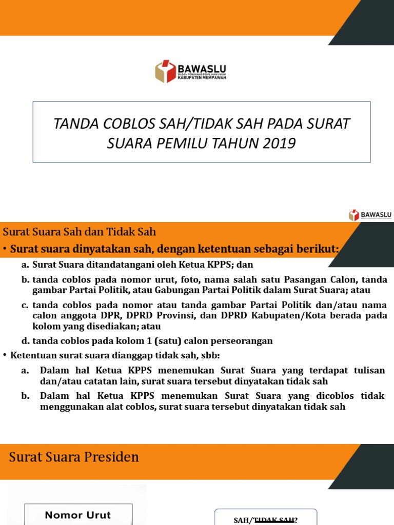 Kriteria Surat Suara Sah dan Tidak Sah | PDF