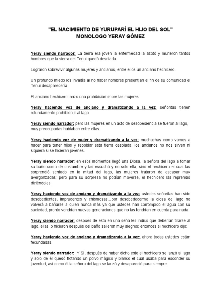 Leyenda de Yuruparí: Hijo del Sol | PDF