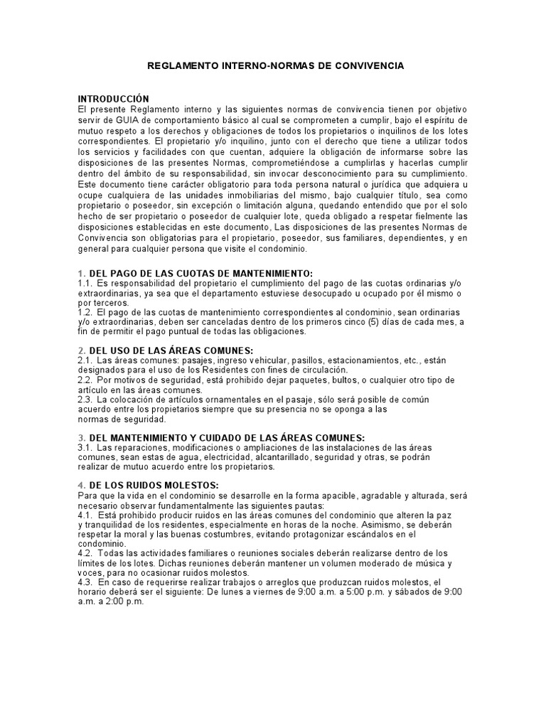 Reglamento Interno-Normas de Convivencia | PDF