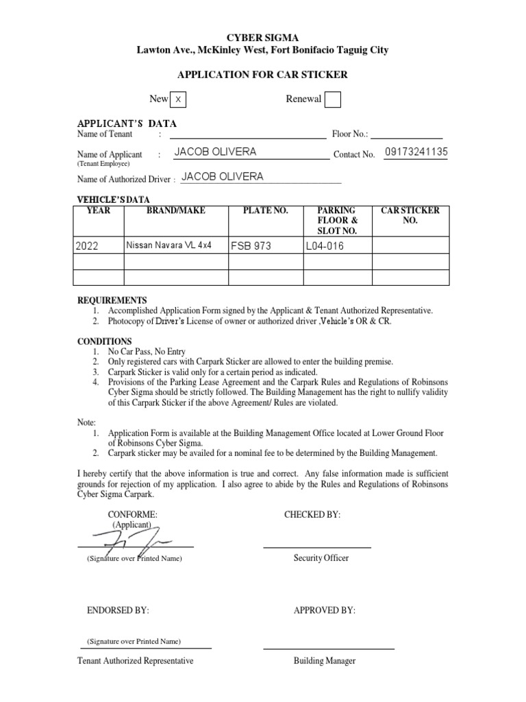 Car Sticker Application 2022 | PDF