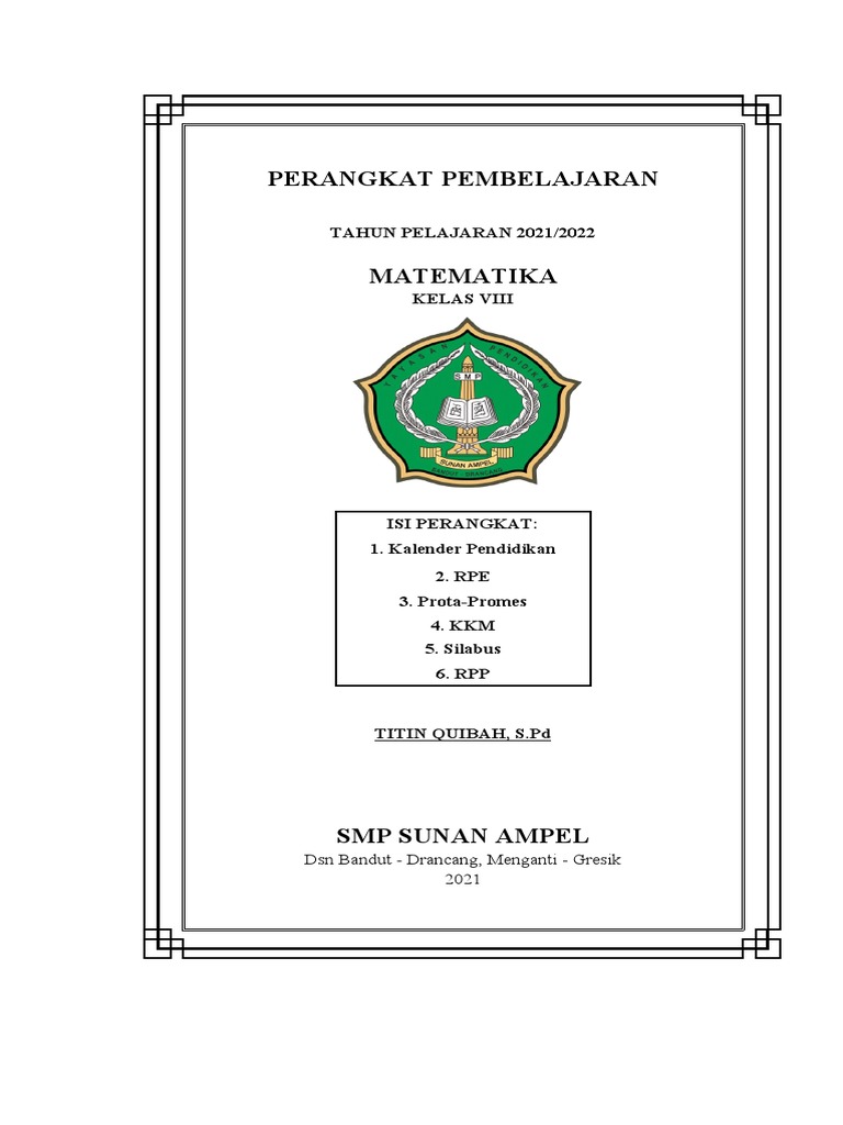 Contoh Prota dan Promes Matematika SMP | PDF