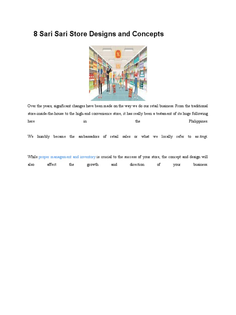 8 Sari Sari Store Designs and Concepts | PDF | Grocery Store | Retail