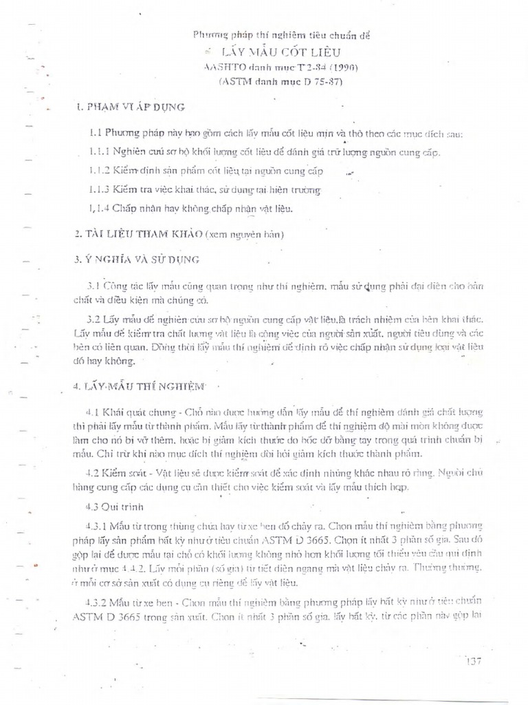 Aashto t2-90 Astm d75-87 Lấy Mẫu Cốt Liệu | PDF