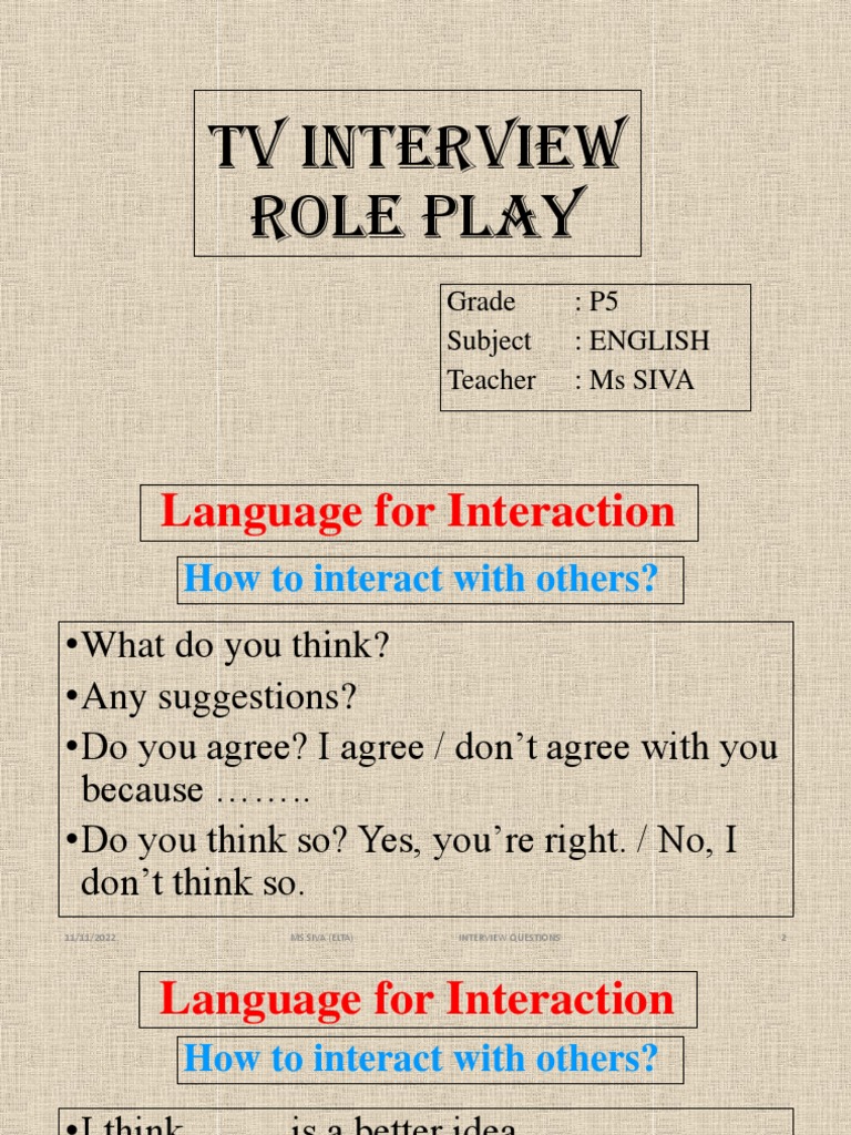 TV Interview - ROLE PLAY | PDF