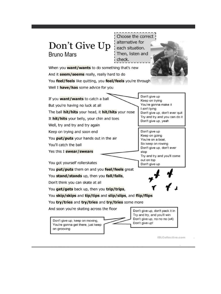BRUNO MARS - Don't Give Up | PDF