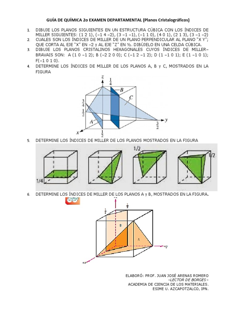 Índices de Miller en Planos Cristalográficos | PDF