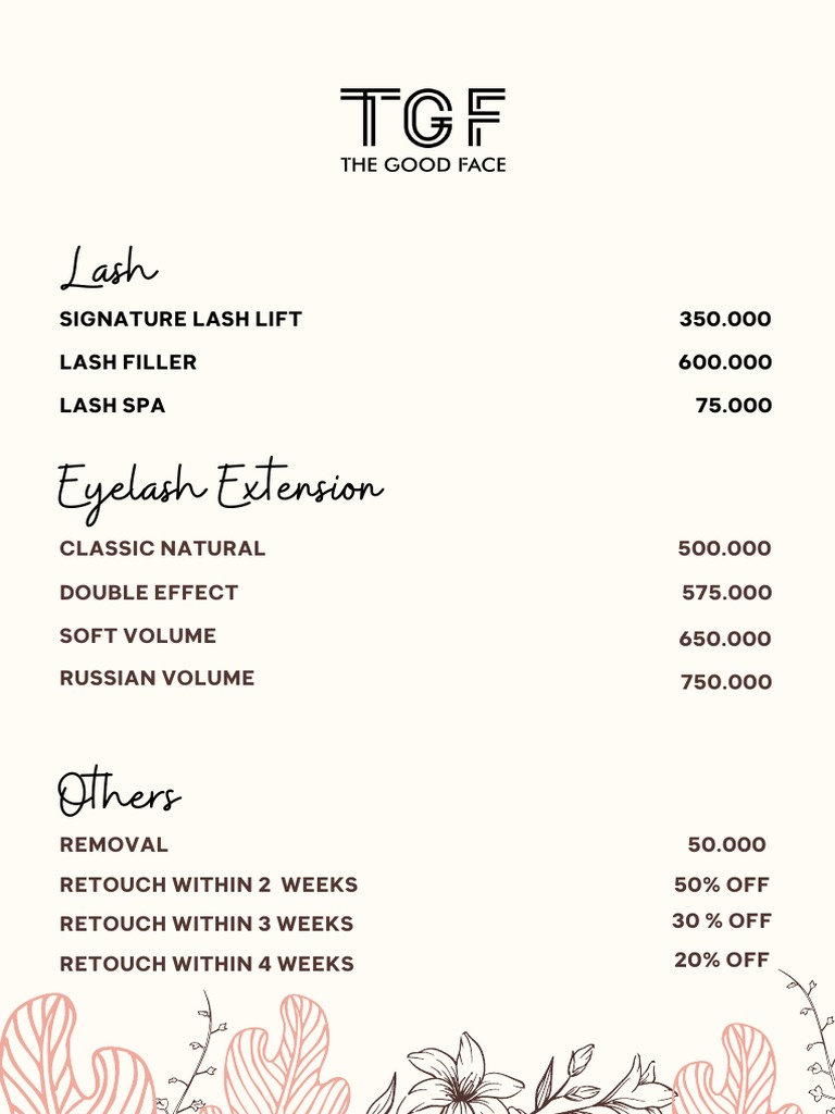 TGF Salon Price List & Services | PDF