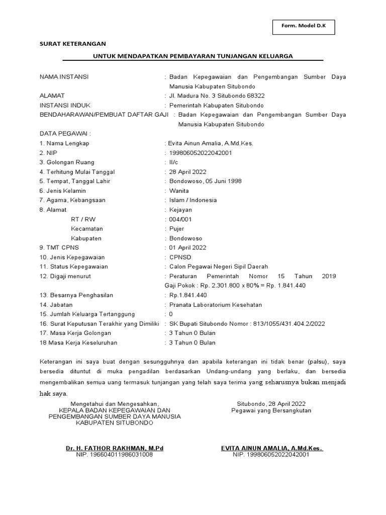 Contoh Model DK | PDF