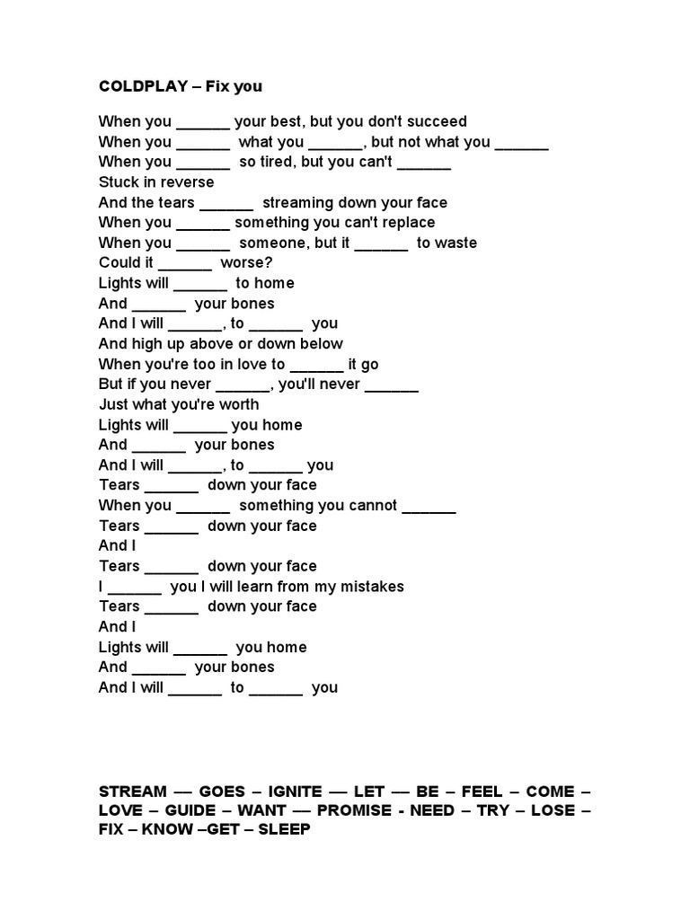 COLDPLAY - Fix You | PDF