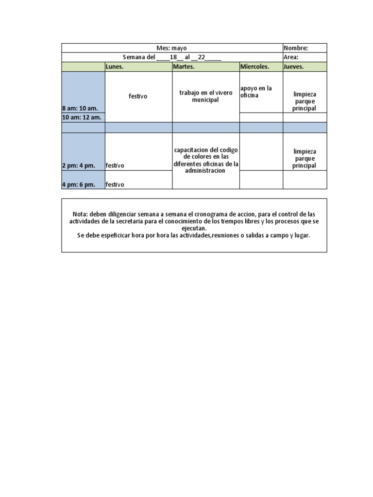 Cronograma de Actividades Yarleny Sepulveda | PDF